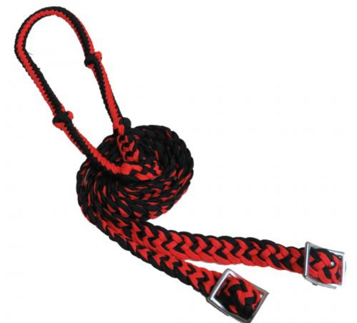 Barrel Reins | Black & Red – A&F Boutique Équestre
